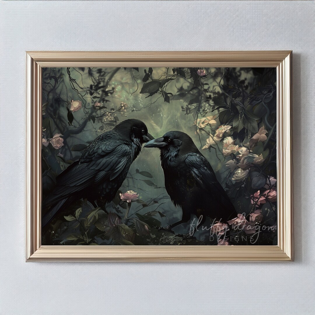 Gothic Raven Art - Digital Download, Dark Romantic Crow Print, Mystical ...
