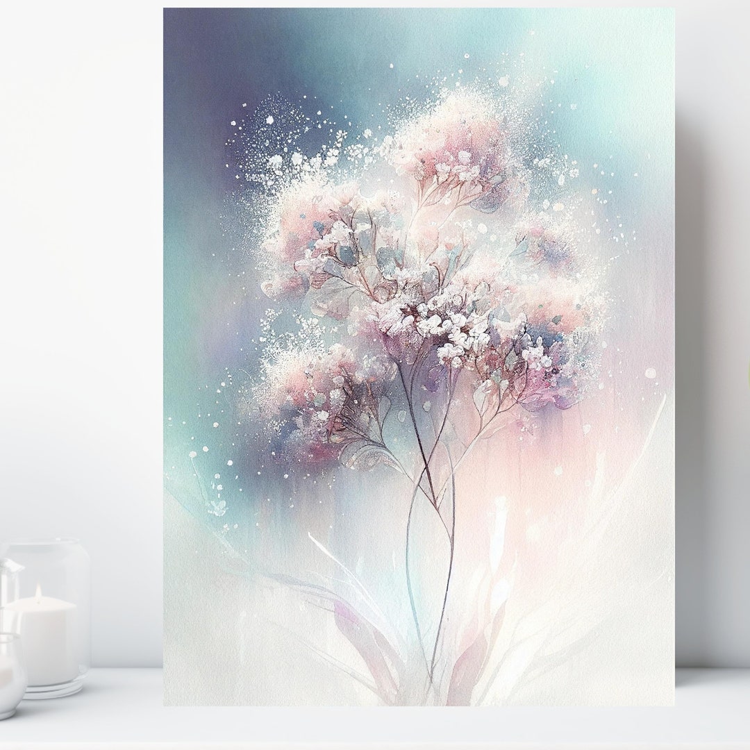 Baby's Breath Canvas Wall Art, Wrapped Canvas, Flower Art, Ready to ...
