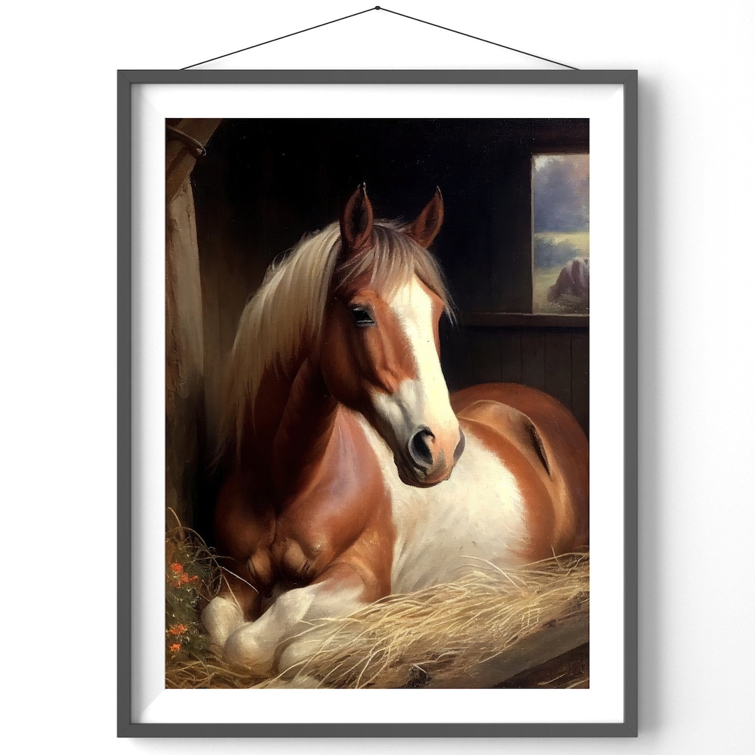 Vintage Horse Poster, Matte Vertical Posters, Oil Paint Wall Art ...