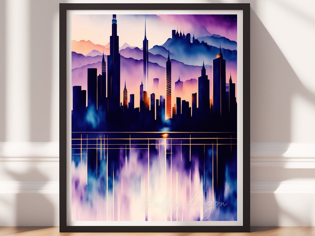 City Painting V2, Digital Download, Downloadable Prints, City Art Print ...