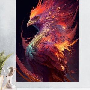 Phoenix Canvas | Fantasy Wall Art, Neon Artwork for Unique Home Decor ...