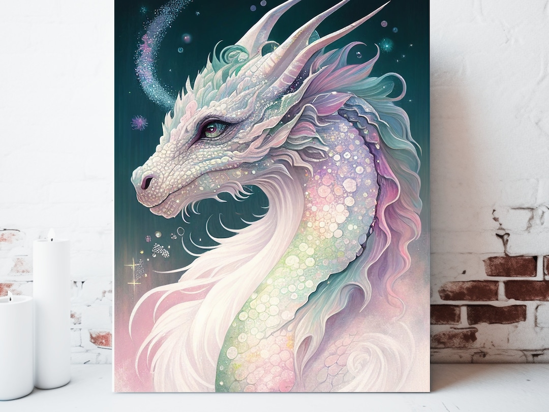 Dragon Canvas Wall Art, Wrapped Canvas, Whimsical Wall Art, Dragon ...