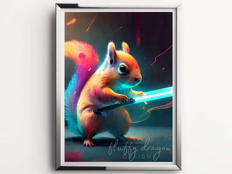 Digital Download Saber Squirrel Digital Art Game Art Game - Etsy
