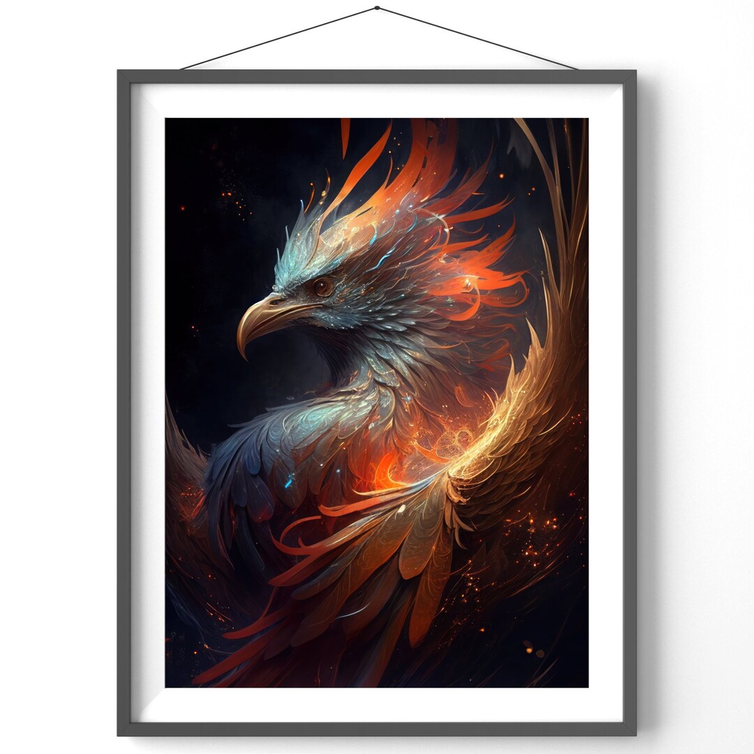 Colorful Neon Phoenix Poster | Vibrant Art Print for Home Decor & Wall ...