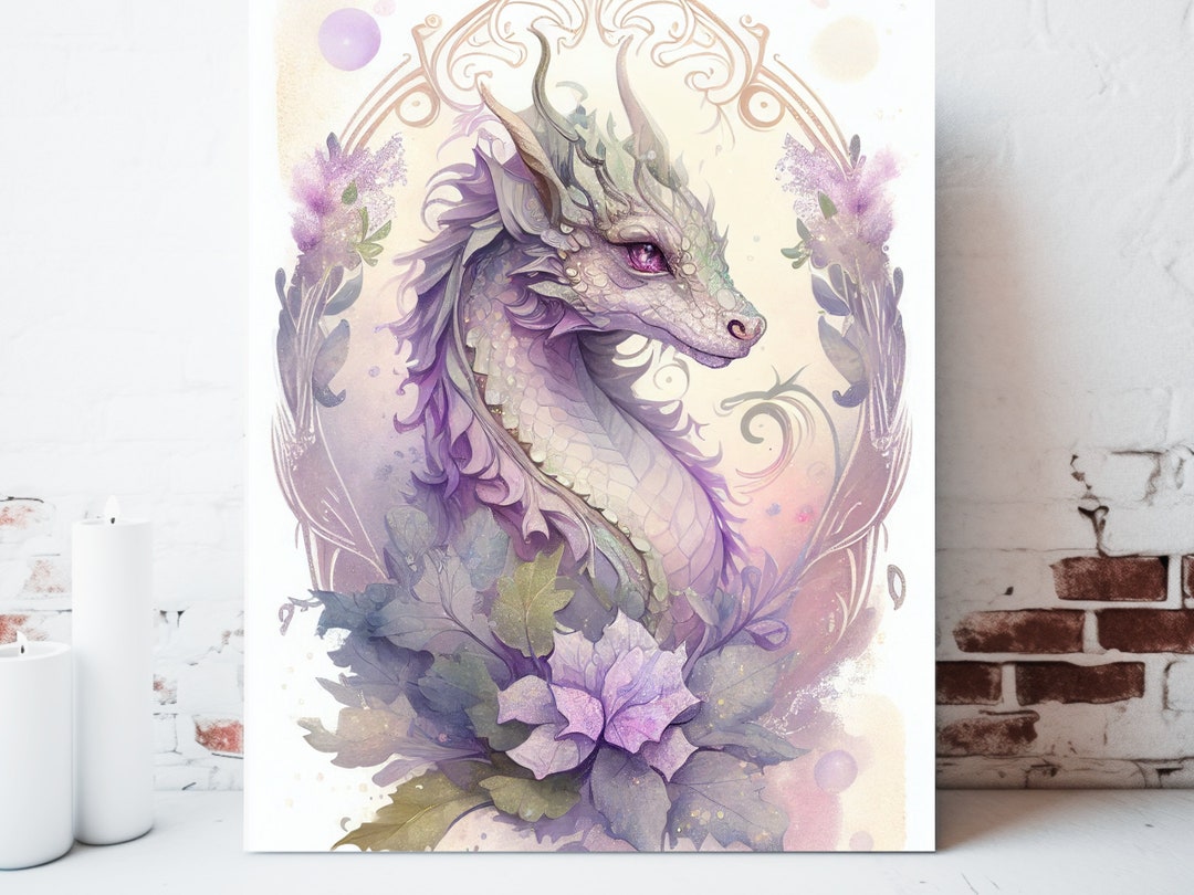 Dragon Canvas Wall Art, Wrapped Canvas, Whimsical Wall Art, Dragon ...