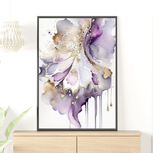 Purple Abstract Poster, Matte Vertical Posters, Gold Wall Art ...