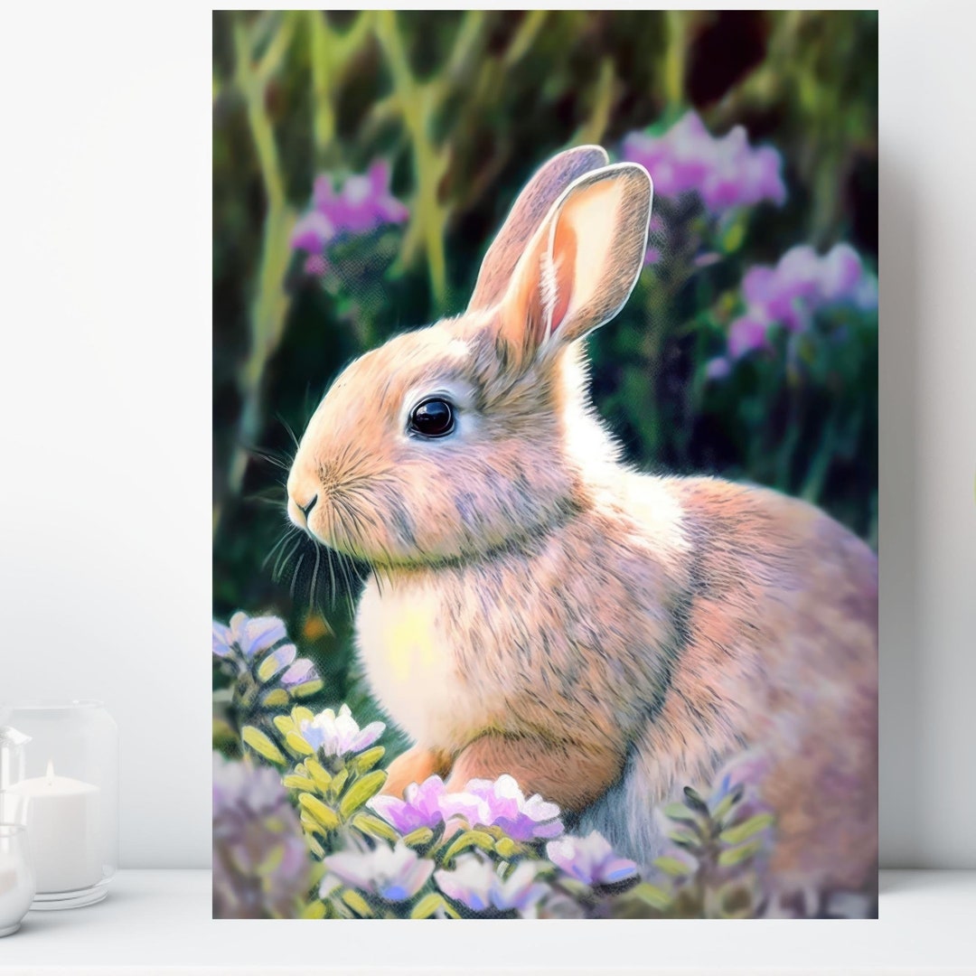 Bunny Rabbit Wall Art, Wrapped Canvas, Baby Rabbit Nursery Art, Ready ...