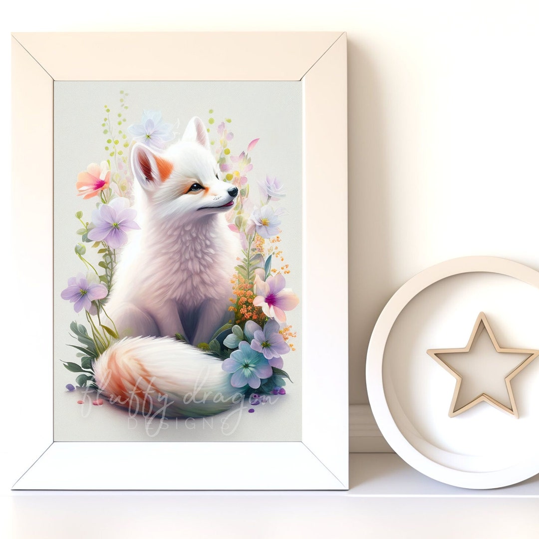 Baby Fox Art Print, Nursery Animal Digital Print, Instant Download ...