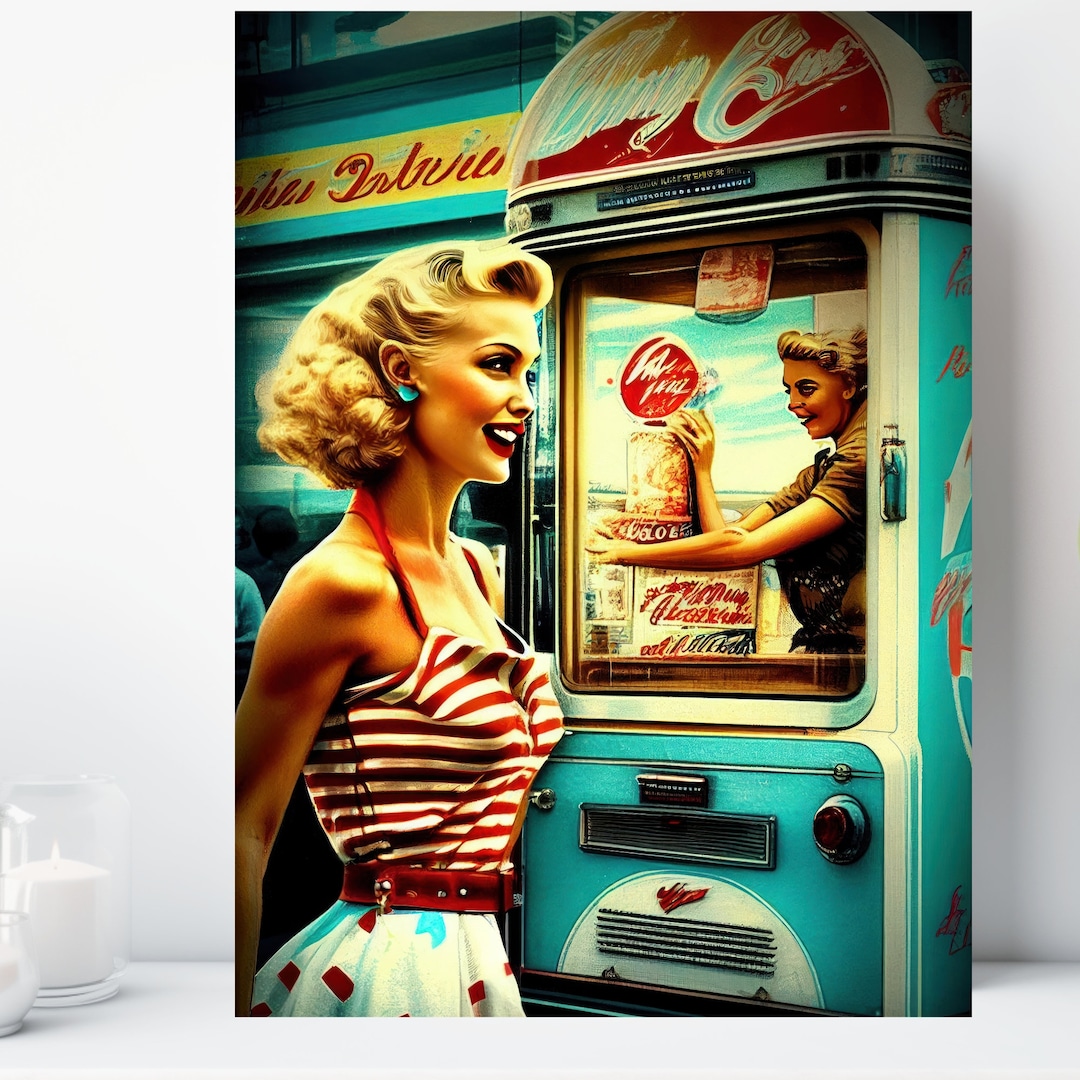 1950s Retro Canvas Print, Wrapped Canvas, 50s Wall Art, Ready to Hang ...