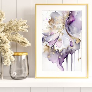 Purple Abstract Poster, Matte Vertical Posters, Gold Wall Art ...