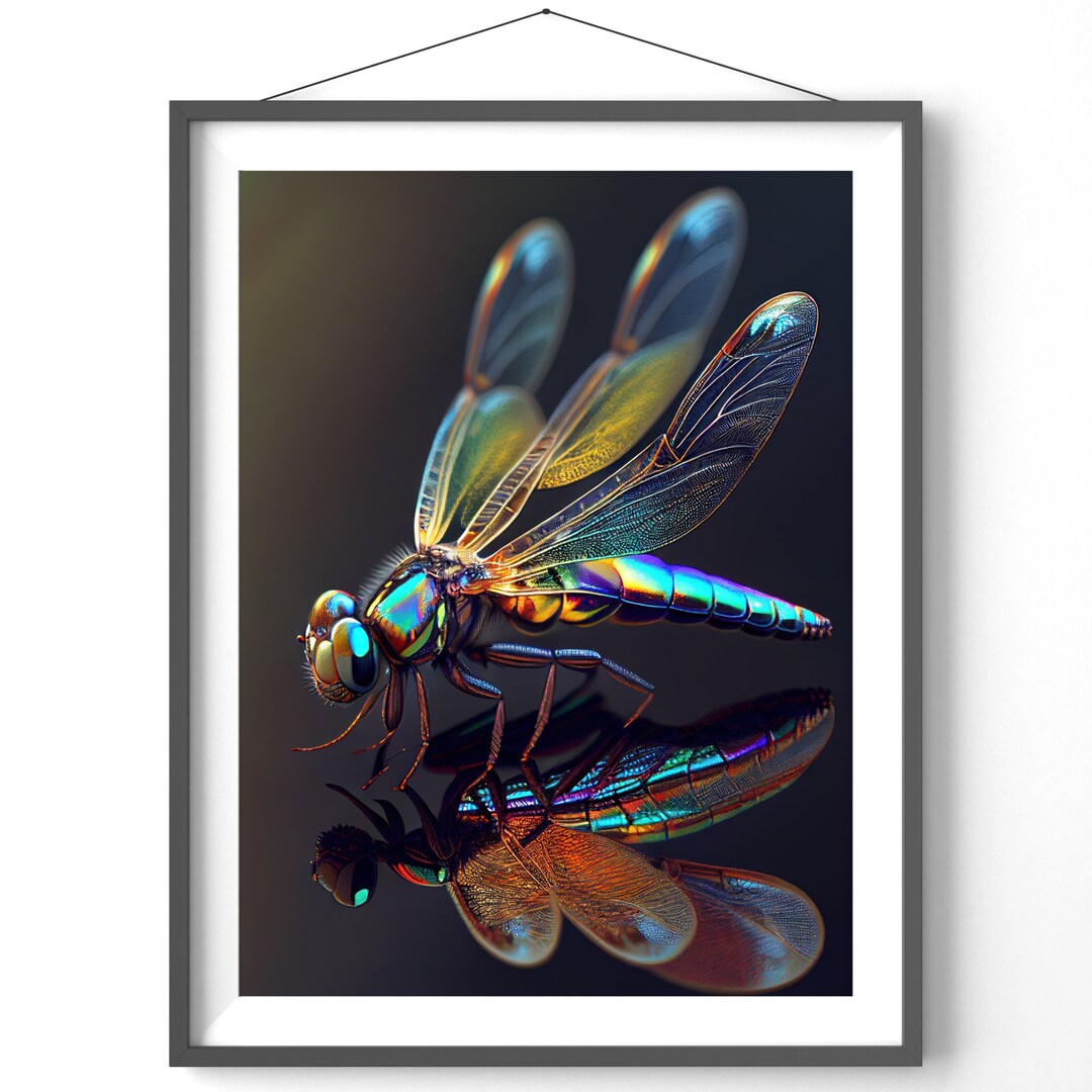 Colorful Dragonfly Art Print: Matte Vertical Insect Poster - Etsy