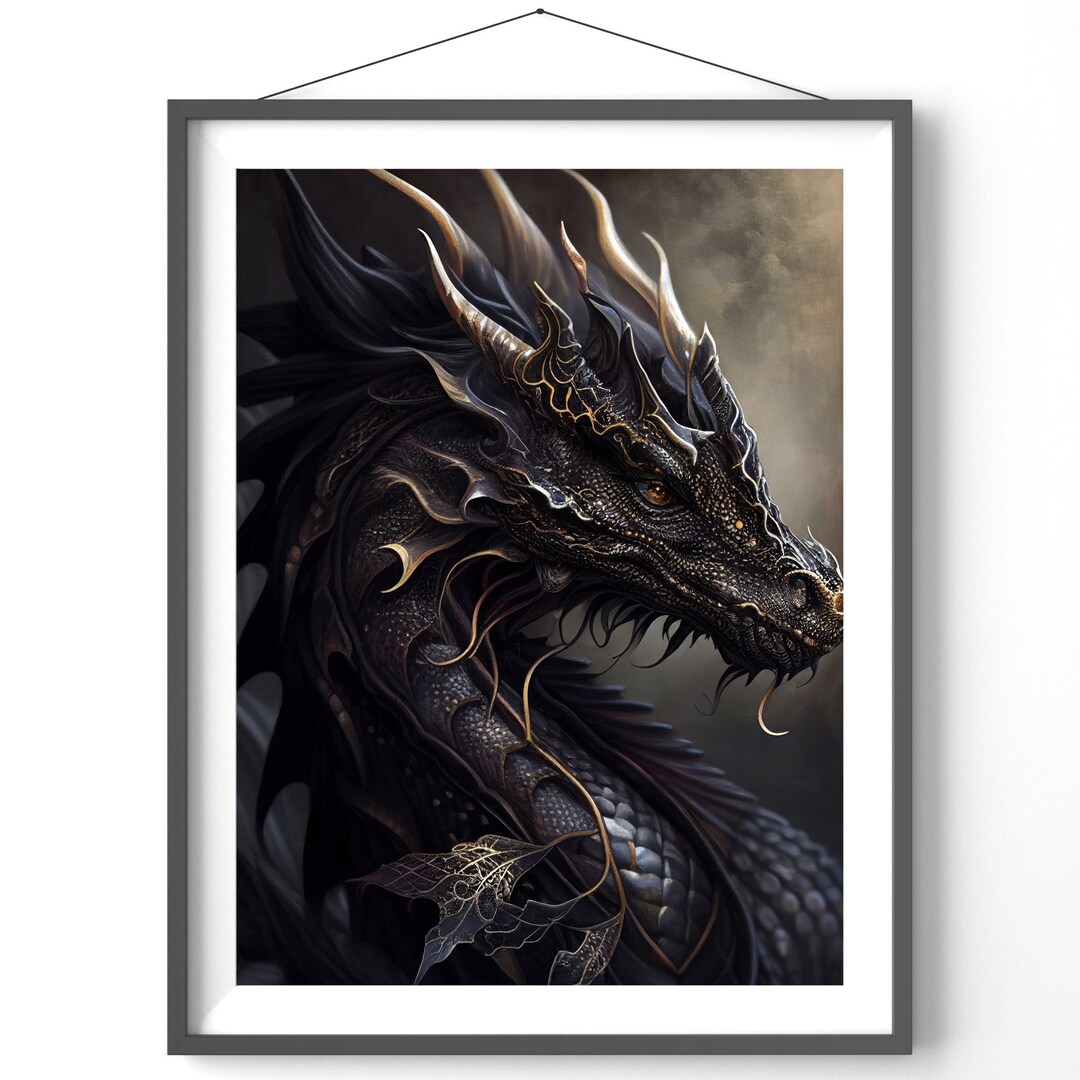 Black Dragon Matte Poster: Fantasy Wall Art Print - Etsy