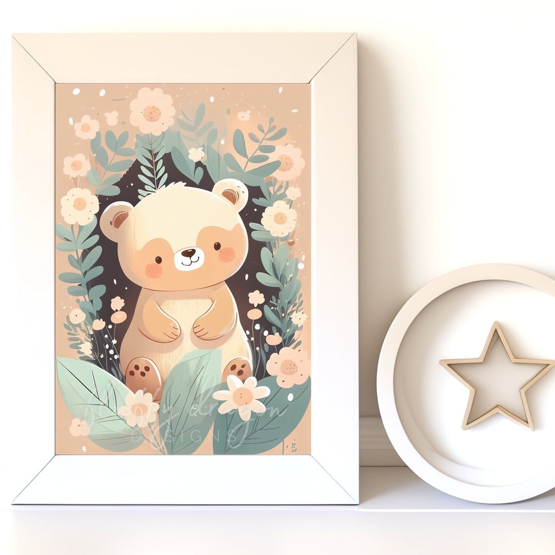 Bear Cub Print - Nursery Wall Art for Kids, Cute Instant Download Decor ...