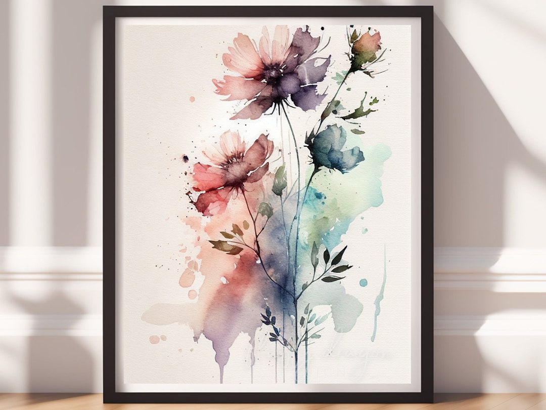 Watercolor Flowers V9, Digital Download, Floral Wall Art, Instant Print ...