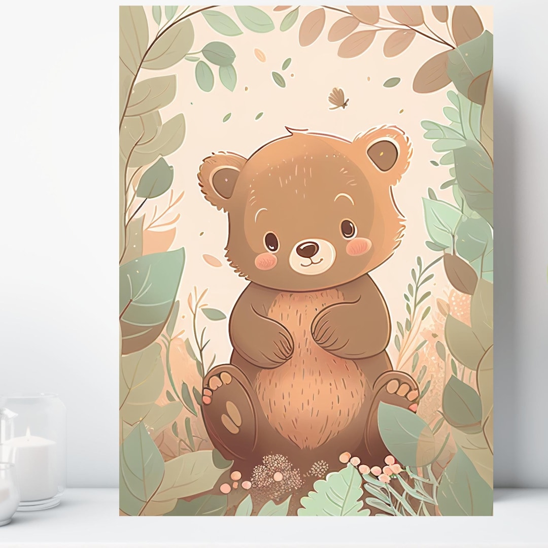 Cute Animal Decor: Nursery Animal Art & Cub Canvas Print, Bear Wall Art ...
