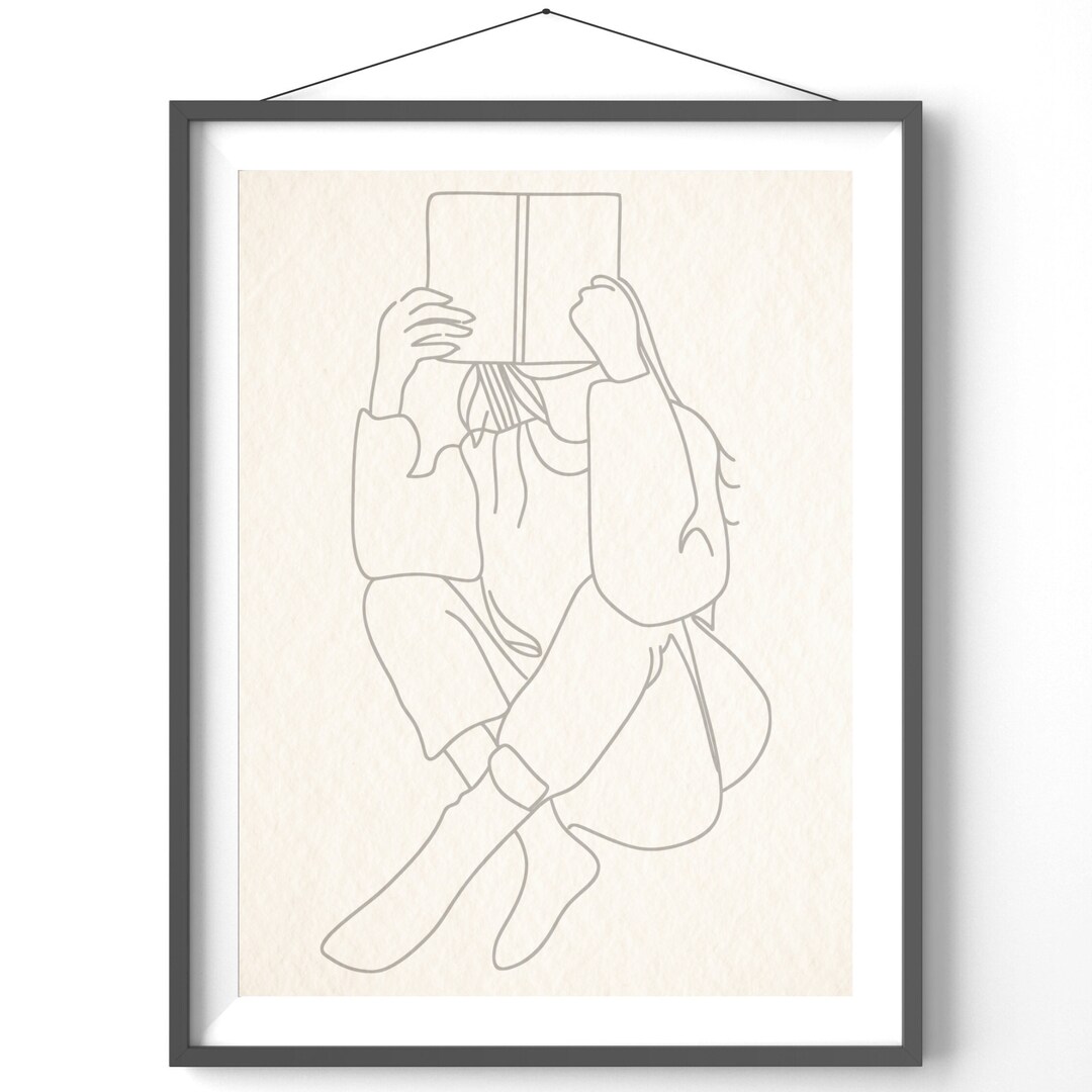 Bookish Line Art Poster, Matte Vertical Posters, Abstract Wall Art ...