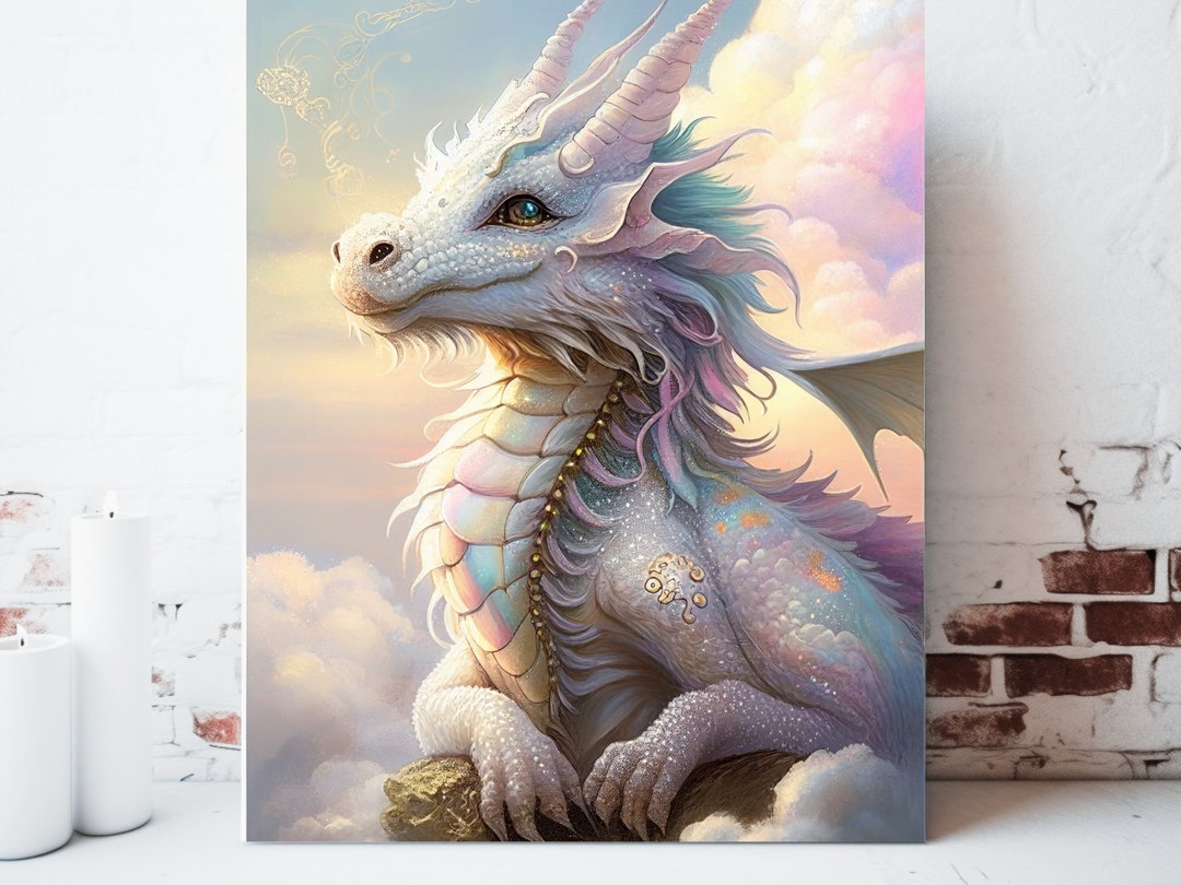 Dragon Canvas Wall Art, Wrapped Canvas, Whimsical Wall Art, Dragon ...