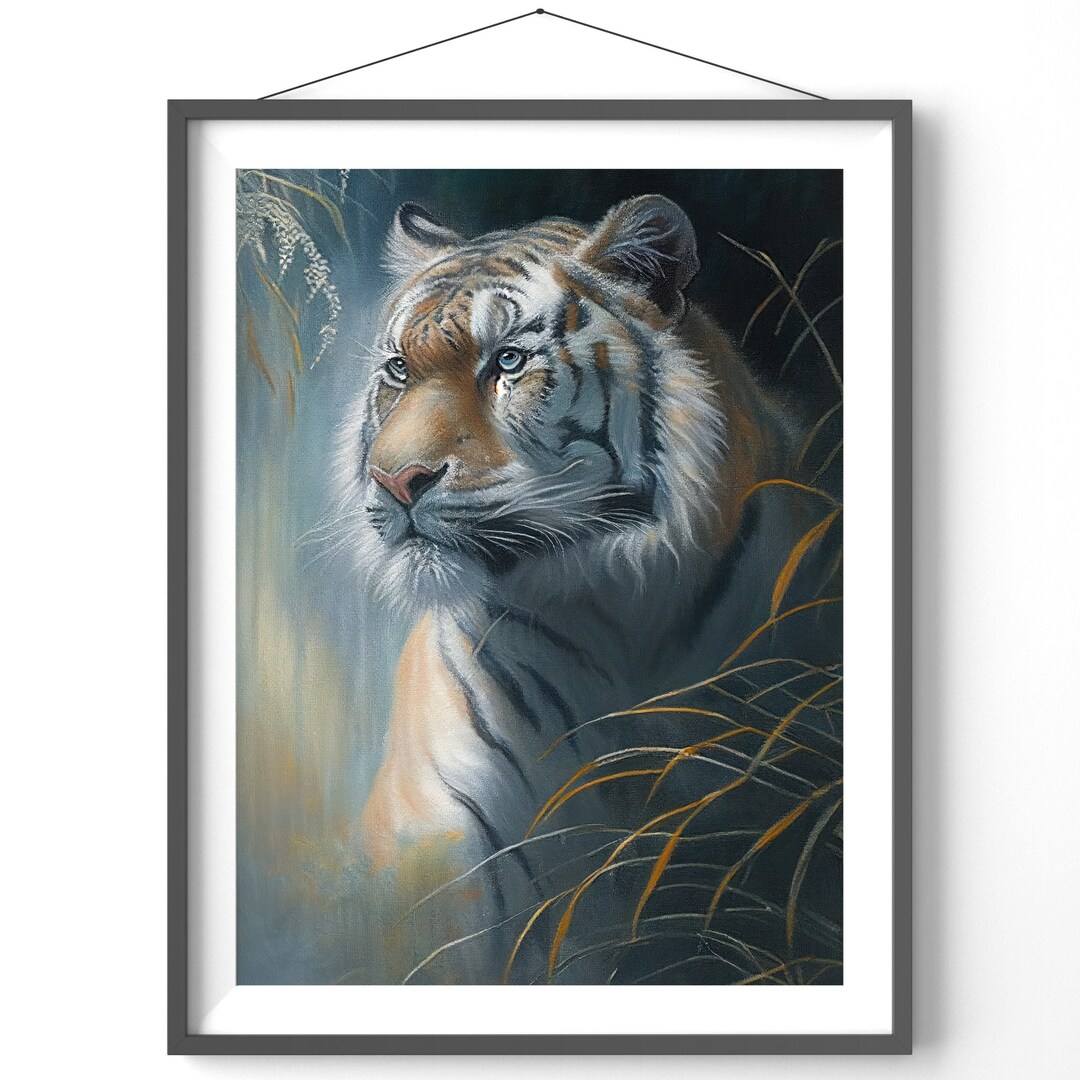 White Tiger Art Print: Majestic Wildlife Poster, Matte Fine Art Paper ...