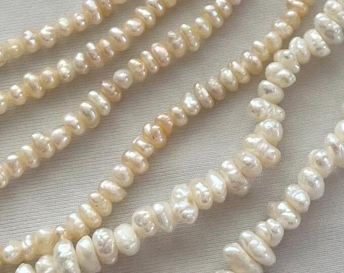 Irregular Small Pearl Beads, Strand 7-inch, 3mm 4mm 5mm, Vintage ...