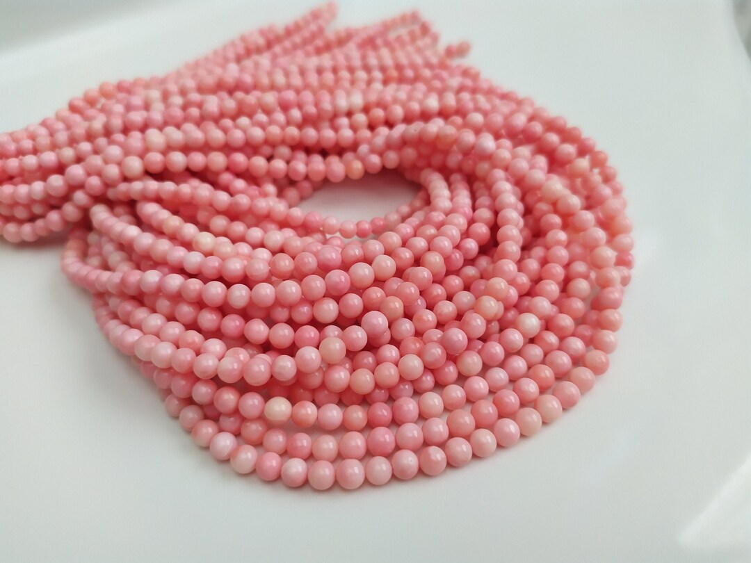 Natural Pink Coral Bead Strand, 3mm, 4mm, 5mm, Real Coral Beads for ...