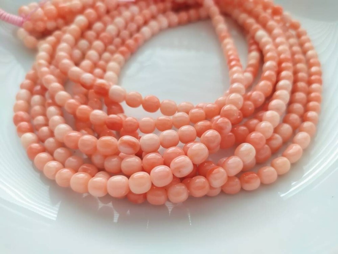 Natural Coral Bead, Barrel Drum Shaped Beads Graduated Strand, 6mm 7mm ...