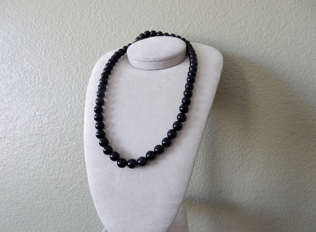 Black Coral Necklace, 24" or 18", Very Light Weight, 9mm-10mm Bead ...