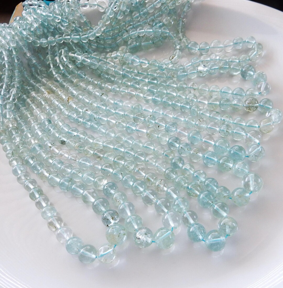 Aquamarine Graduation Bead Strand, 3mm-9mm, 4mm, 5mm, 6mm, 8mm, Natural ...