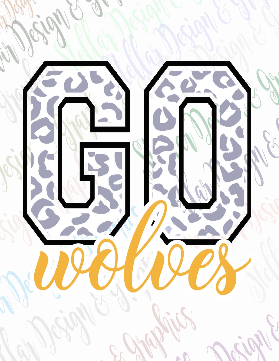 Go Wolves Black and Gold Leopard PNG - Etsy