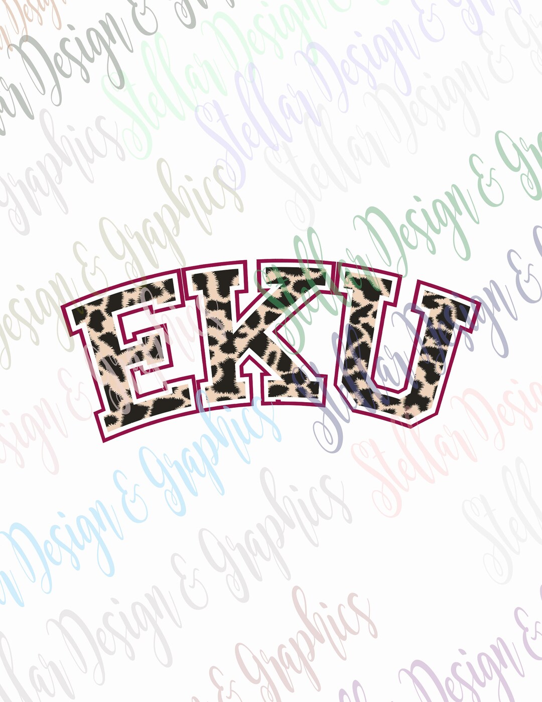 EKU Varsity Letters Maroon and Leopard PNG - Etsy