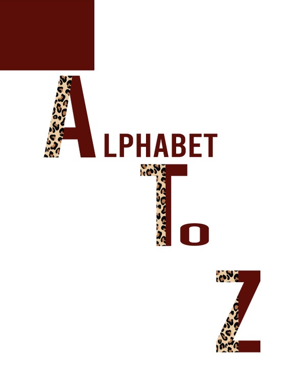 Maroon Half Leopard Half Maroon Alphabet PNG | Etsy