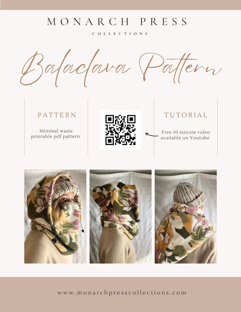Adult Balaclava Sewing Pattern: Beginner DIY Hood (PDF Pattern) - Etsy