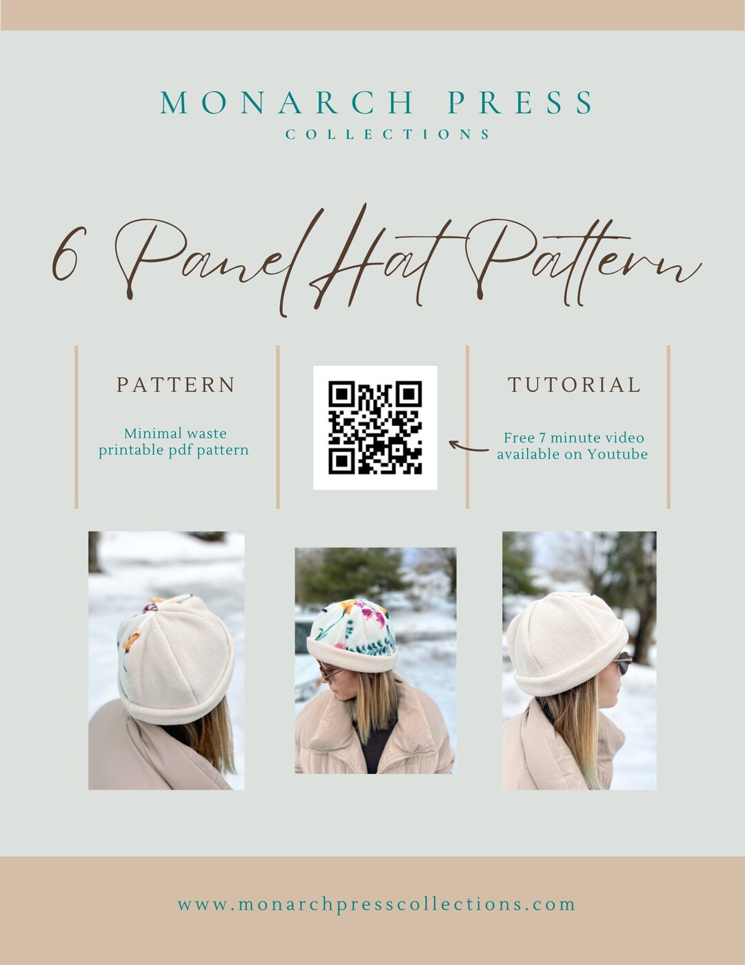 6 Panel Hat PDF Sewing Pattern for DIY Sewing and Crafting Free Follow ...