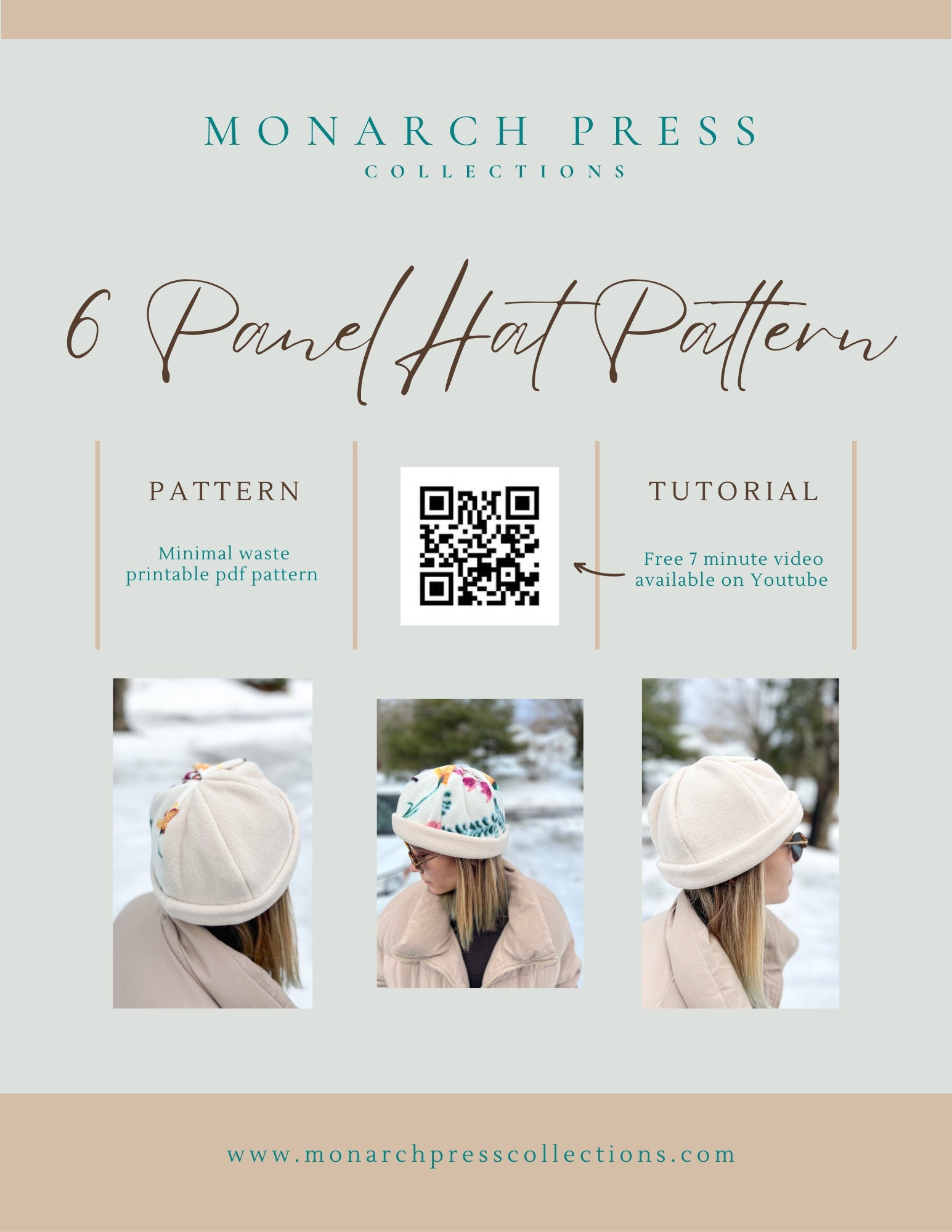 6 Panel Hat PDF Sewing Pattern for DIY Sewing and Crafting Free Follow ...