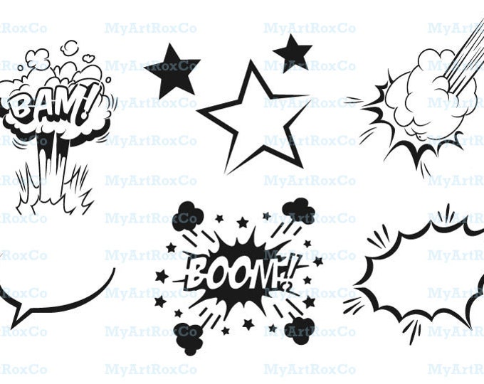 Pop Art Stencils, Comic Book Stencils. Superhero Stencil. Wow Boom Zap ...