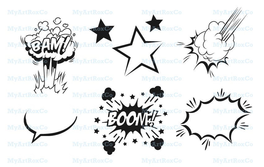 Pop Art Stencils, Comic Book Stencils. Superhero Stencil. Wow Boom Zap ...