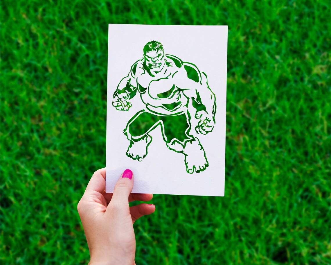 The Hulk & Logo Stencils, Superhero. Reusable Mylar Stencil. Cricut ...