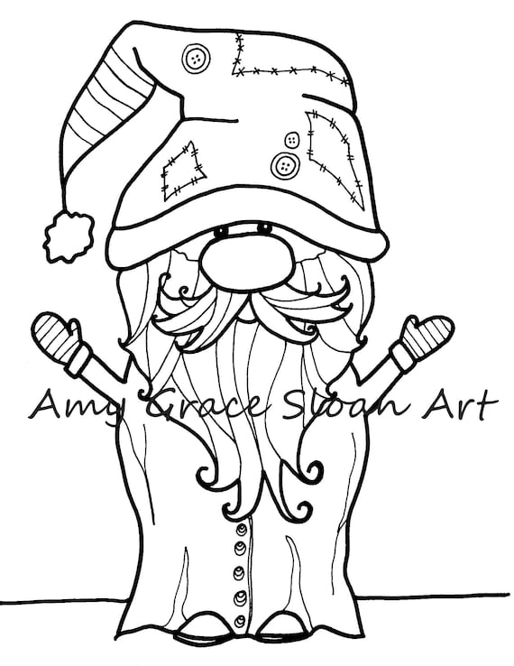 Winter Gnome Coloring Page - Etsy