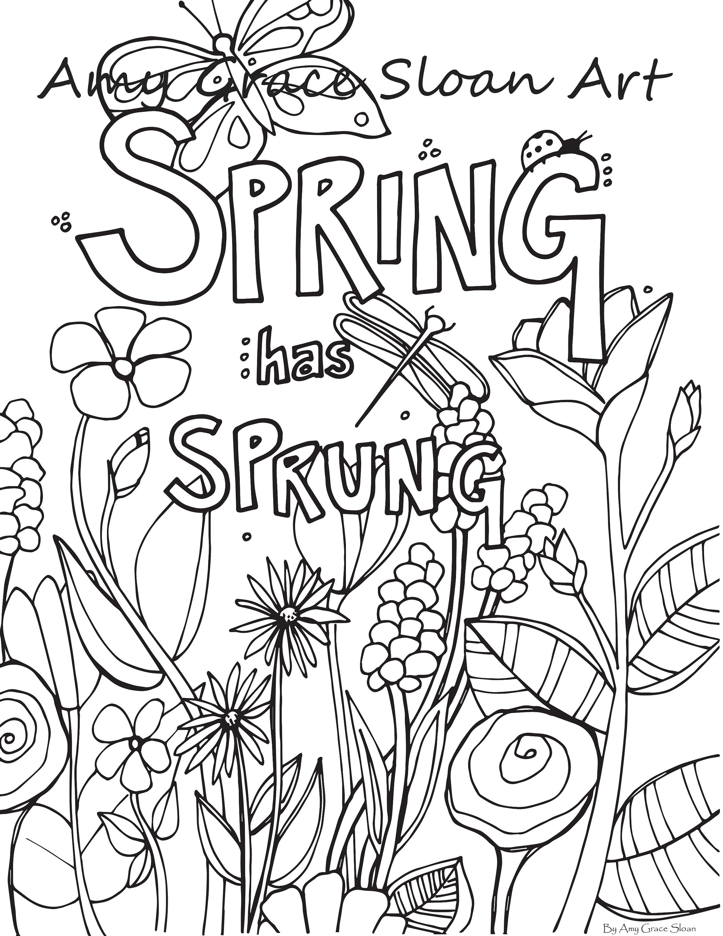 Spring Has Sprung Coloring Page - Etsy