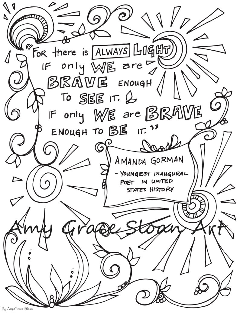 Amanda Gorman Quote Coloring Page - Etsy
