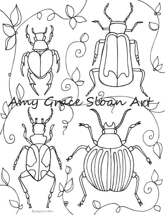 Bugs Coloring Page | Etsy