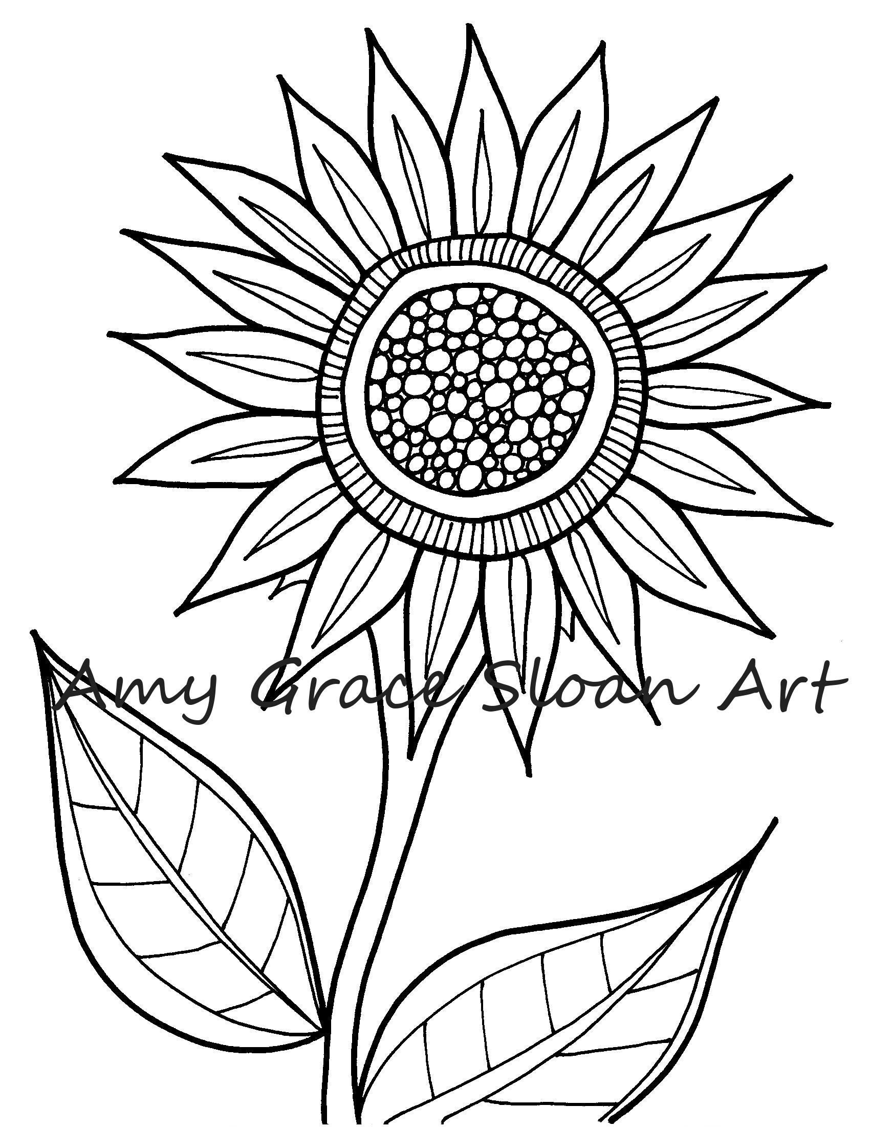 Sunflower Coloring Page - Etsy