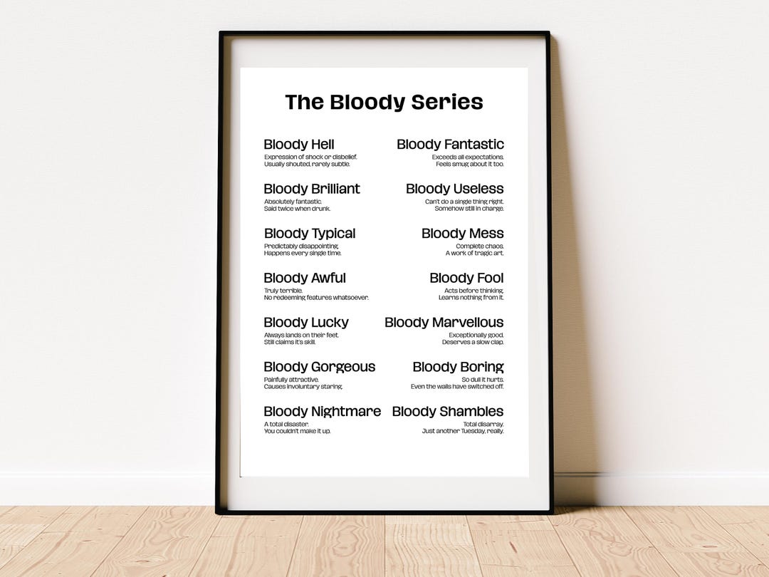 The Bloody Series | Funny Word Art Print | Sarcastic Print (digital ...