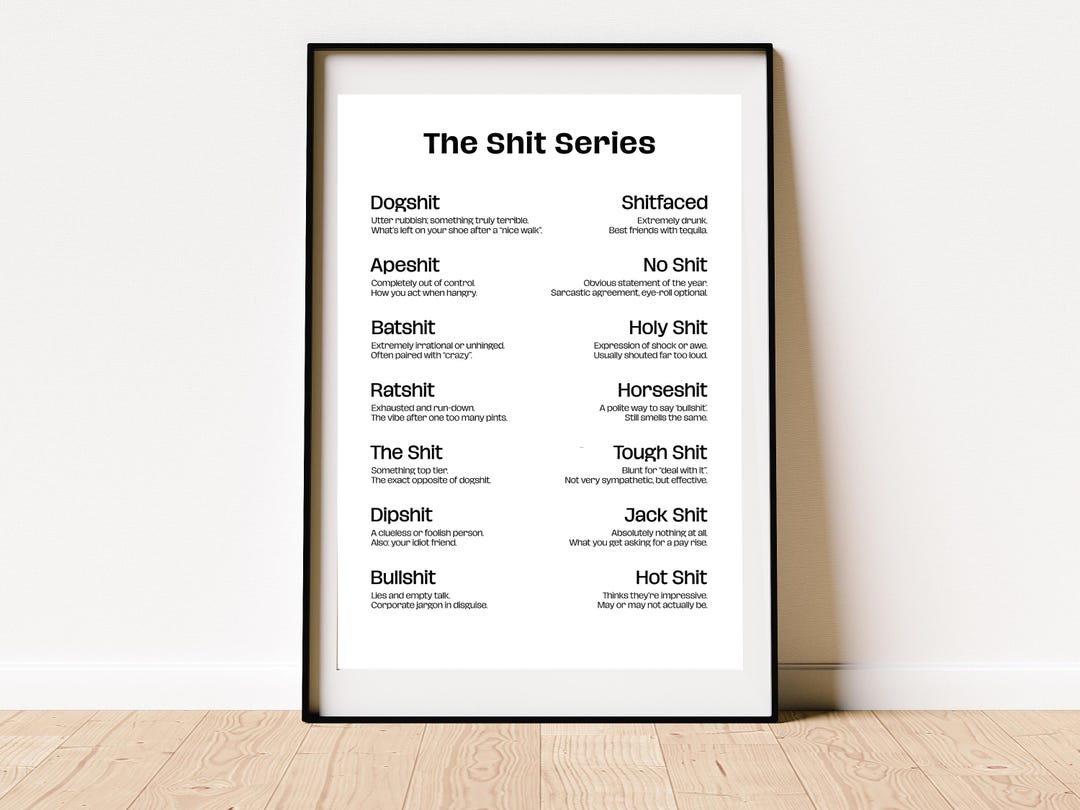 The Shit Series | Funny Swear Word Definition Print (digital Download ...