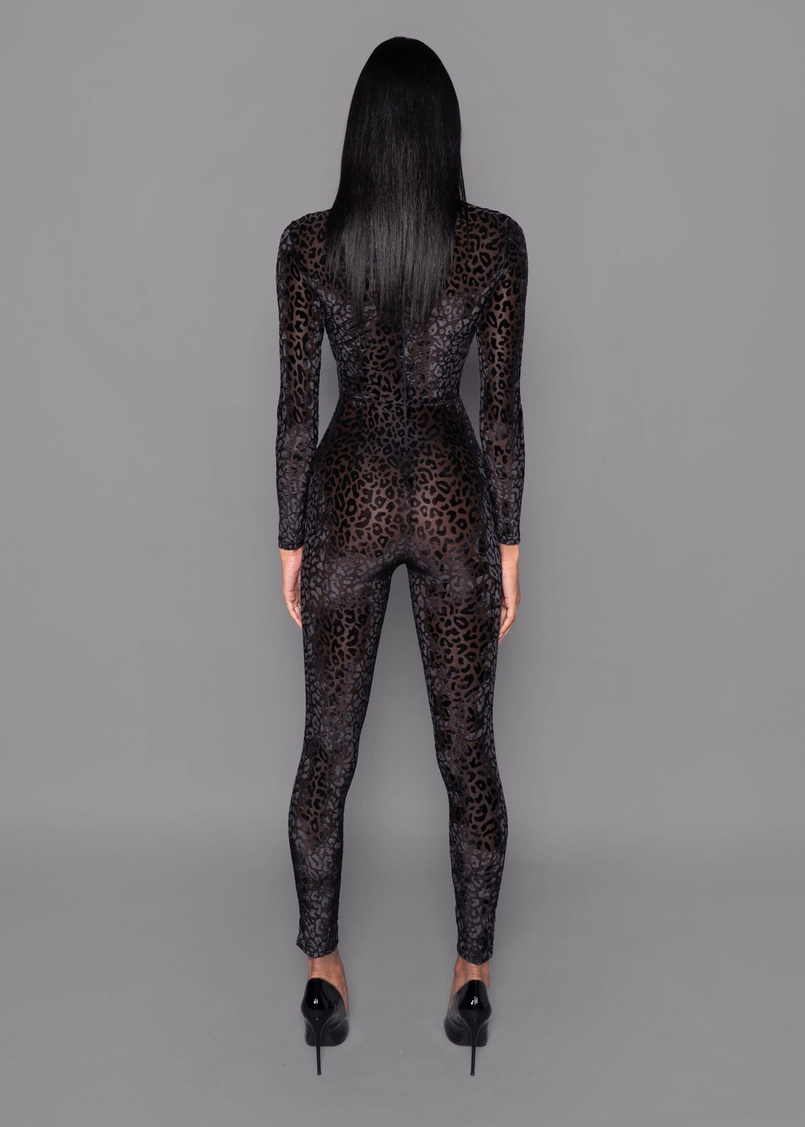 Black Sheer Leopard Print Catsuit - Etsy