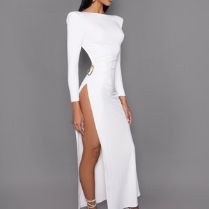 White High Slit Maxi Gown Dress - Etsy