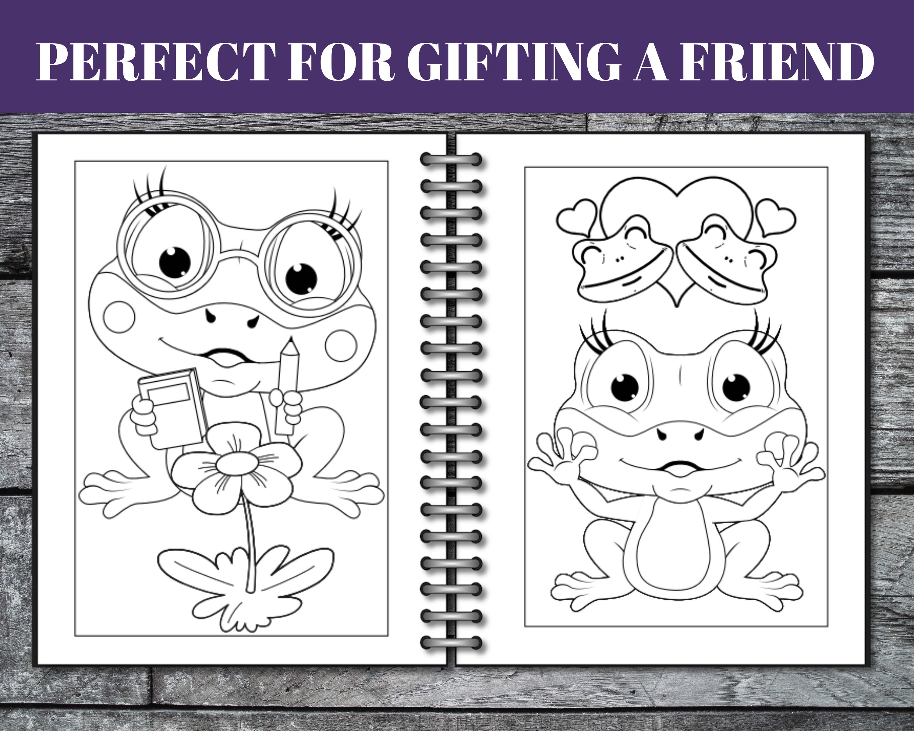 50 Frog Colouring Pages, Frog Themed Colouring Book, Frogs Lovers Gift ...