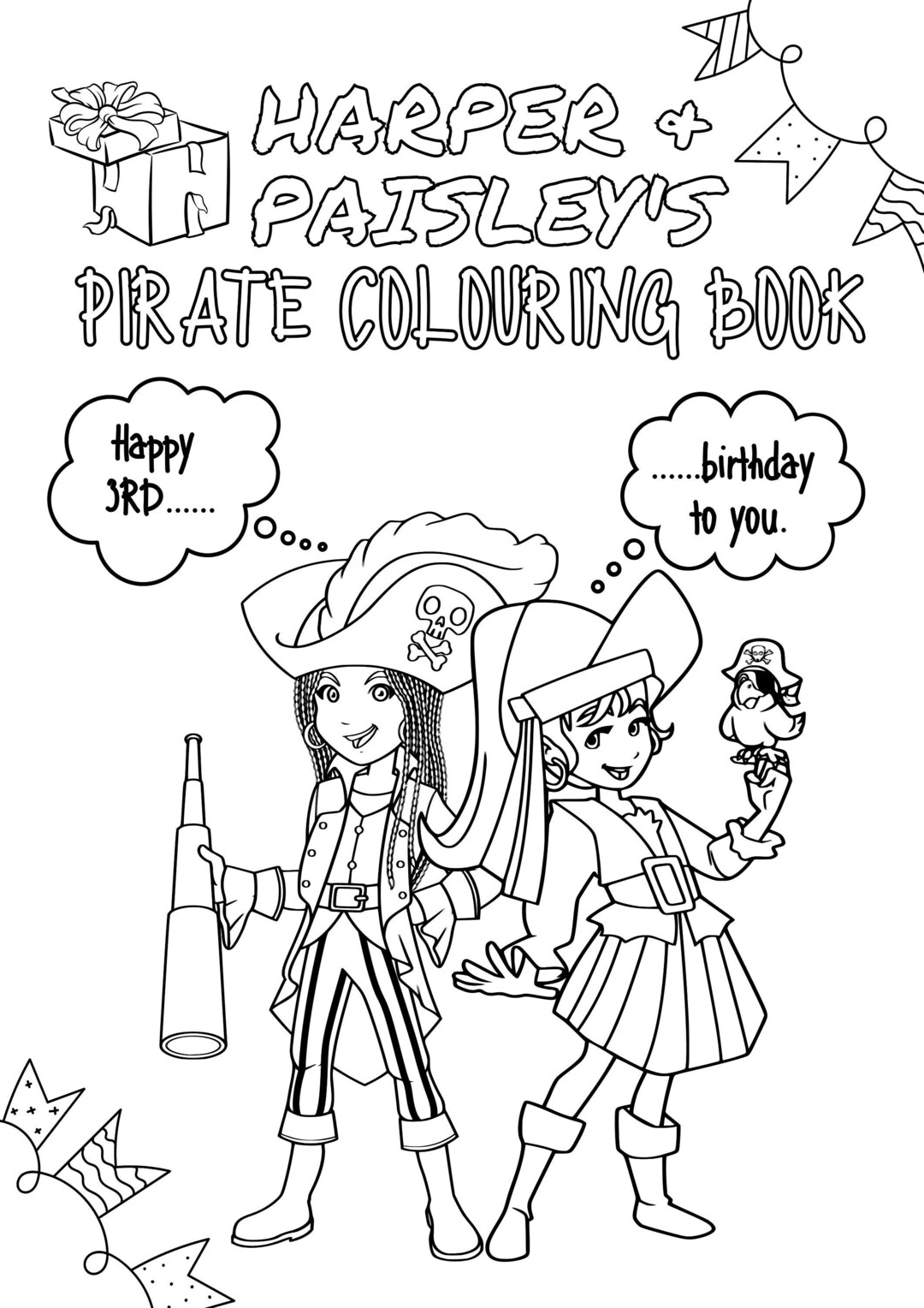 Personalised Pirate Colouring Book Cover Page, Personalized Gift ...