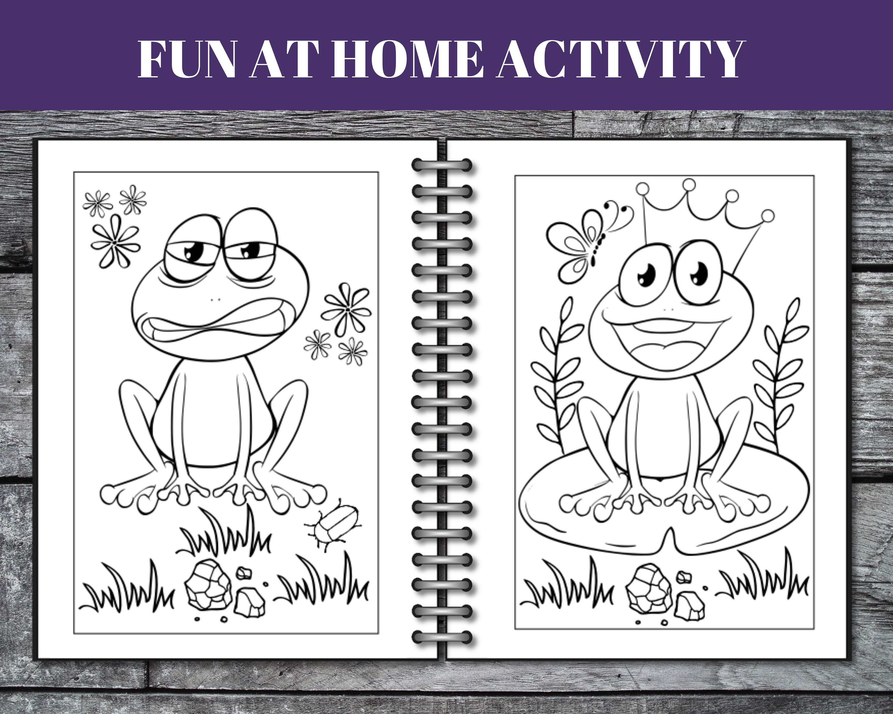 50 Frog Colouring Pages, Frog Themed Colouring Book, Frogs Lovers Gift ...