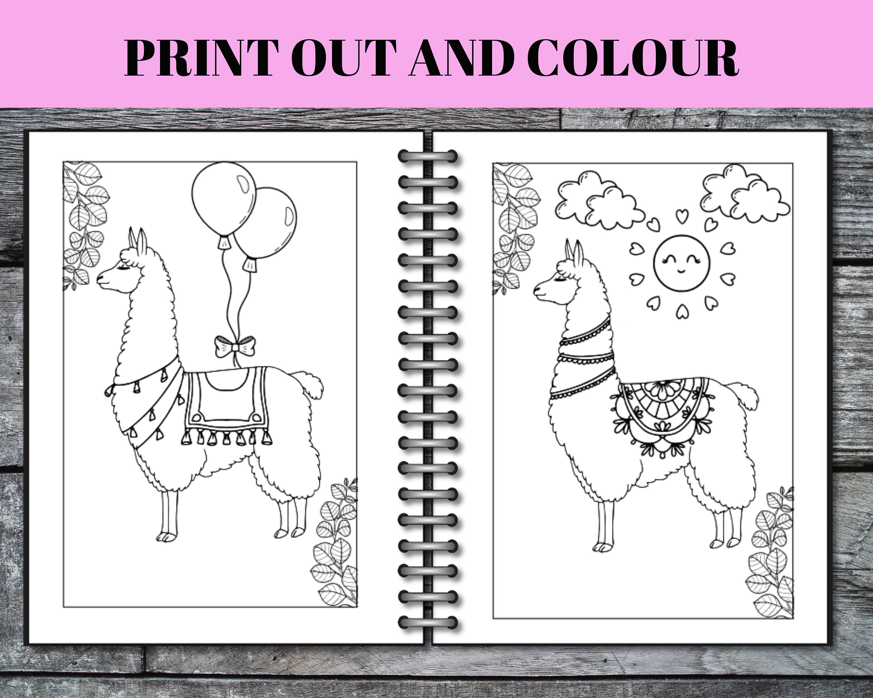 20 Llama Coloring Pages, Printable Pages, Cute Llama Coloring Book ...