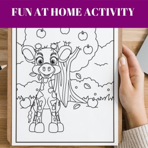 20 Cute Giraffe Coloring Page Book, Woodland Wildlife Animals, Animal ...